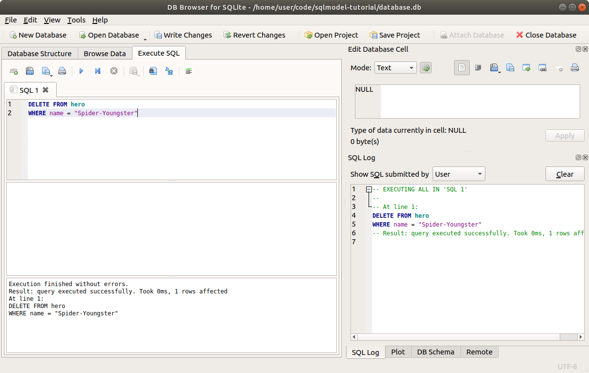 删除数据 Delete Sqlmodel Sqlmodel 中文